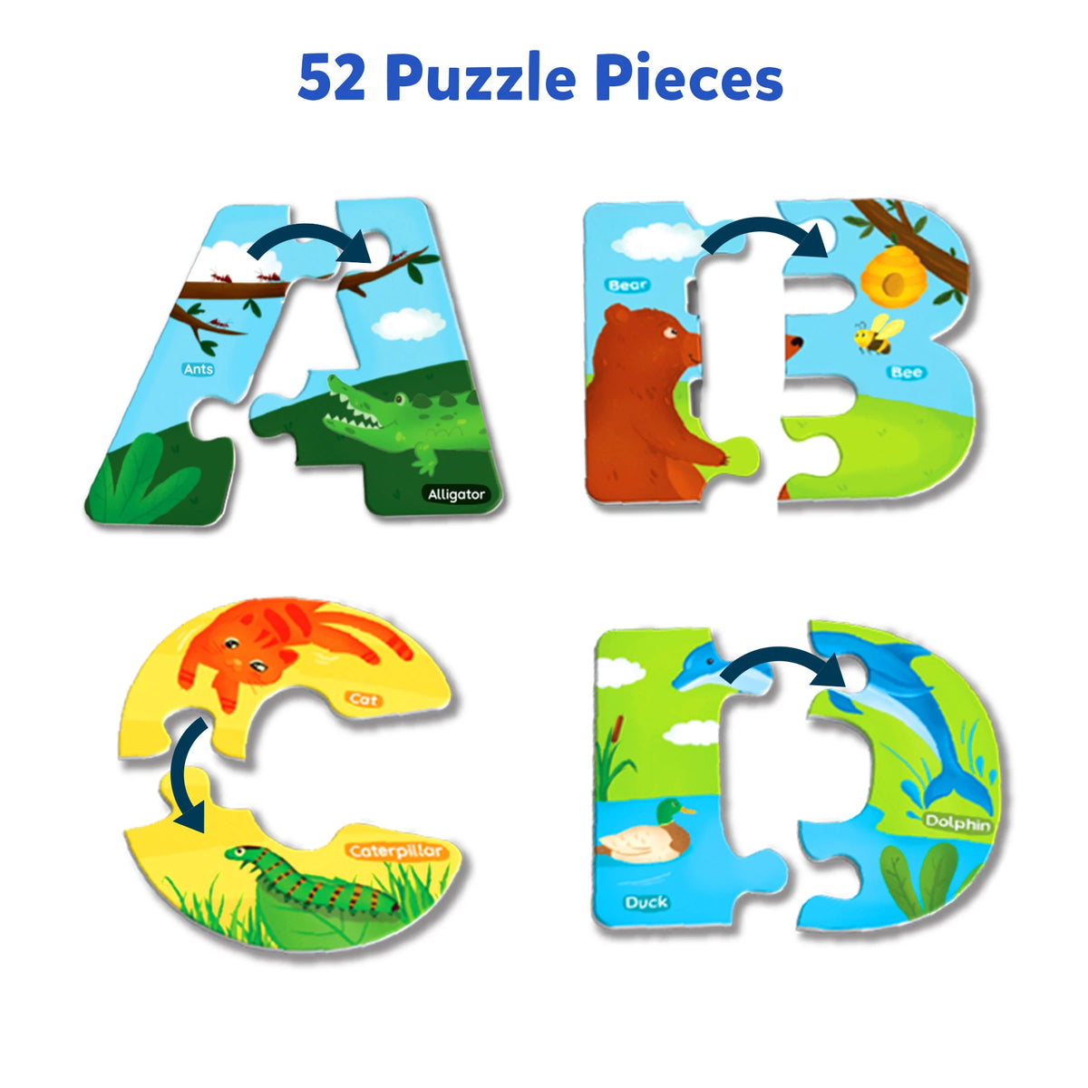 Animal Alphabet Puzzle for Kids | 52 Pieces | Skillmatics India