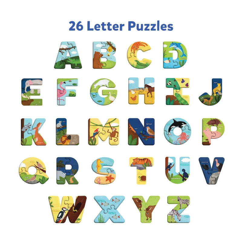 The Animal Alphabet | Fun & Educational 52 Piece Jigsaw Puzzle (ages 3