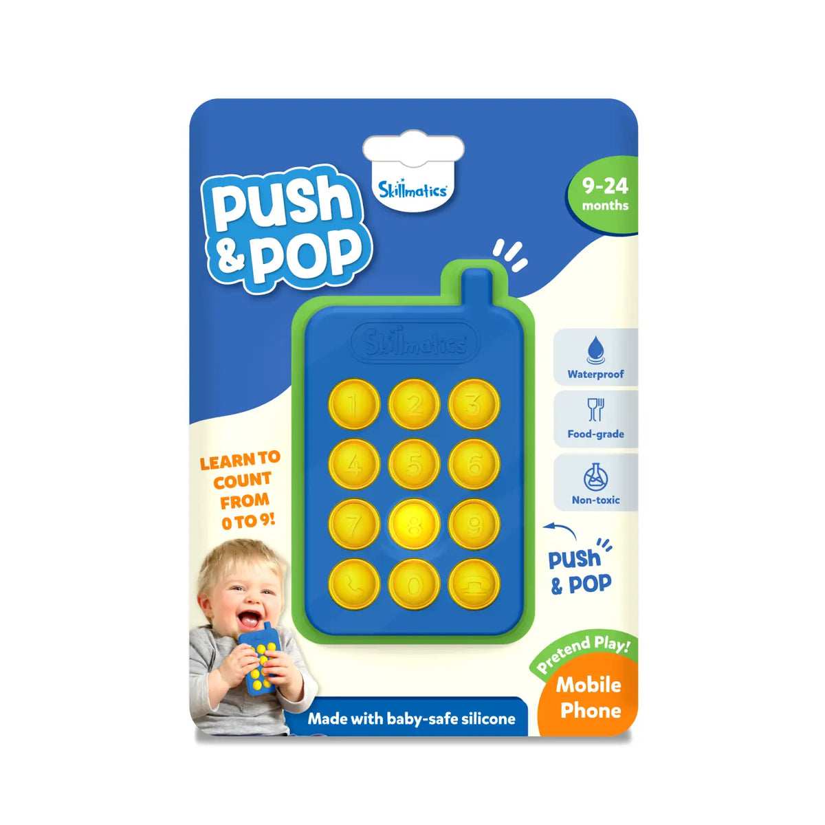 Skillmatics Push & Pop Mobile Phone | Ages 9 - 24 Months, Sensory Toy ...