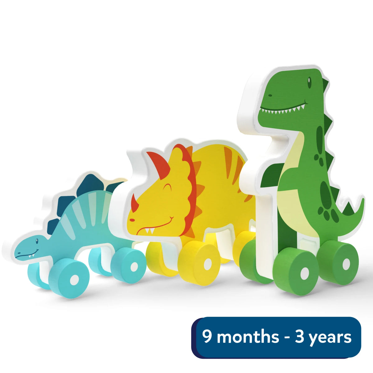 Dinosaurs on Wheels | Wooden Dinosaur Toys on Wheels (9 months - 3 yea