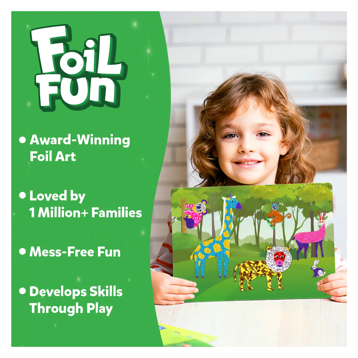 Buy World of Animals Foil Art Kit For 4-9 Year Old Kids