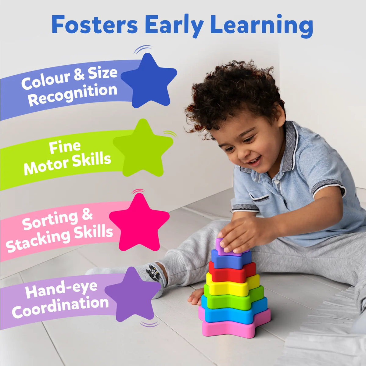 Skillmatics Starry Stacker Silicone Stacking Toy | 6M-3Yr, Early ...