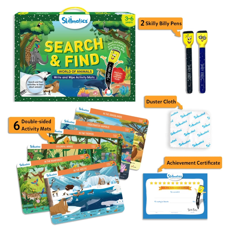 Search & Find Animals | Reusable Activity Mats (ages 3-6) – Skillmatics